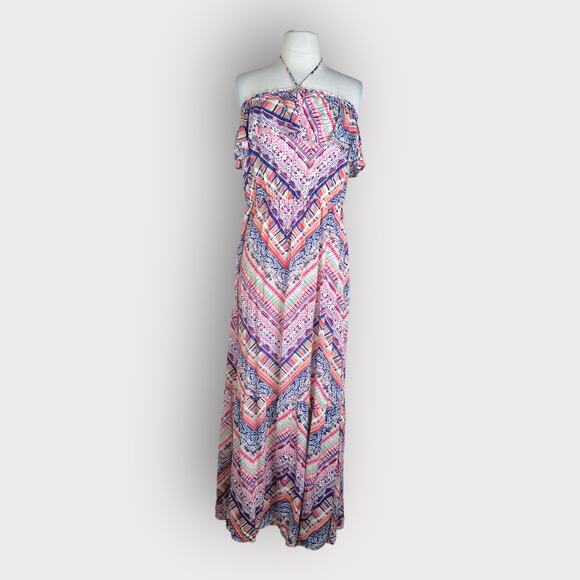 Socialite | Dresses | Socialite Printed Tiered Halter Maxi Dress Large ...